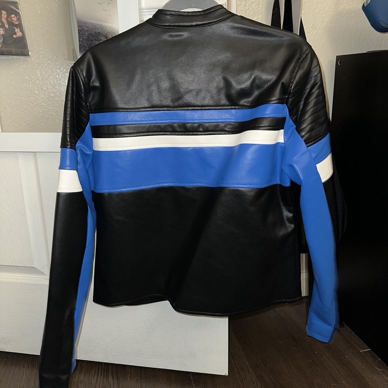 Blue white and black racing jacket still brand new... - Depop