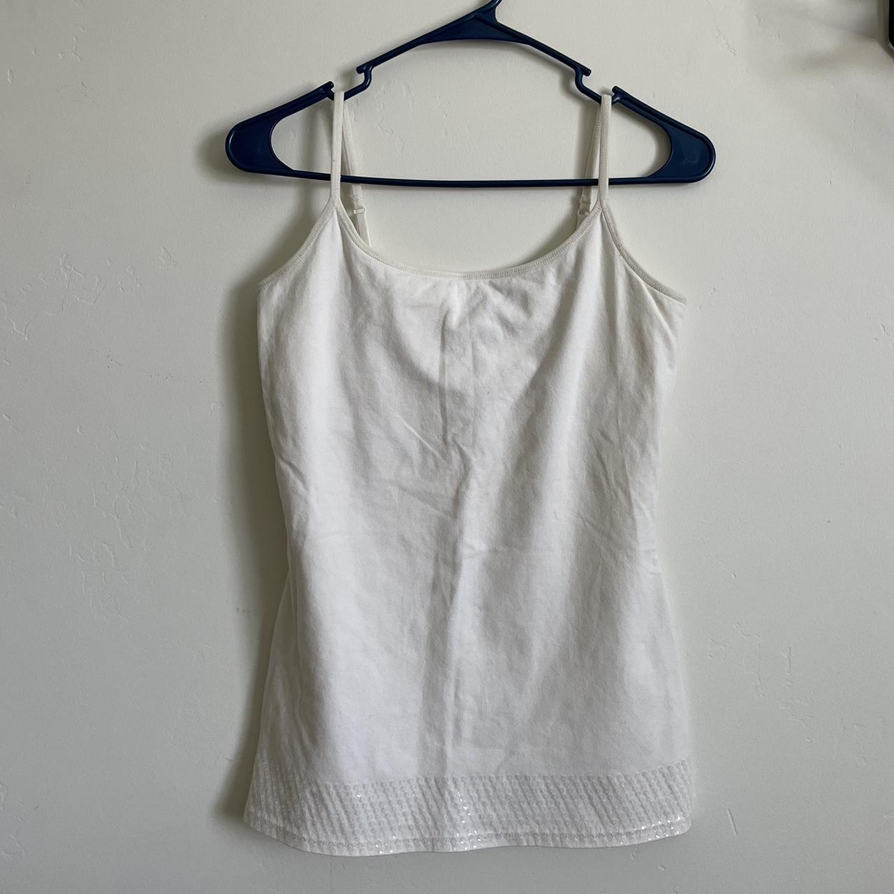 Express: white tank top with built in bra without... - Depop