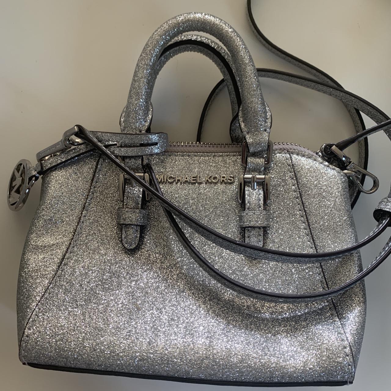 Michael Kors mini silver bag, featuring shoulder... - Depop