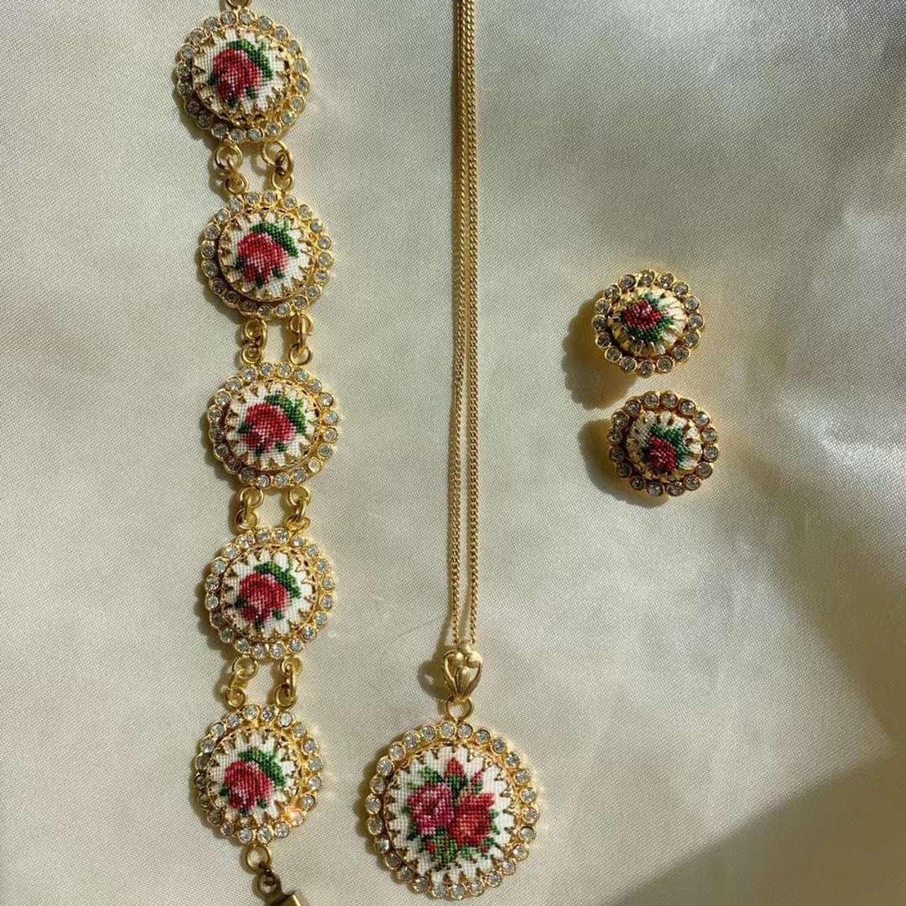 Vintage jewelry set from 1970s，signed Austria In... - Depop