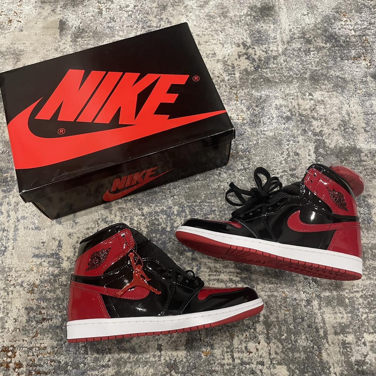 Jordan Men's Red and Black Trainers | Depop