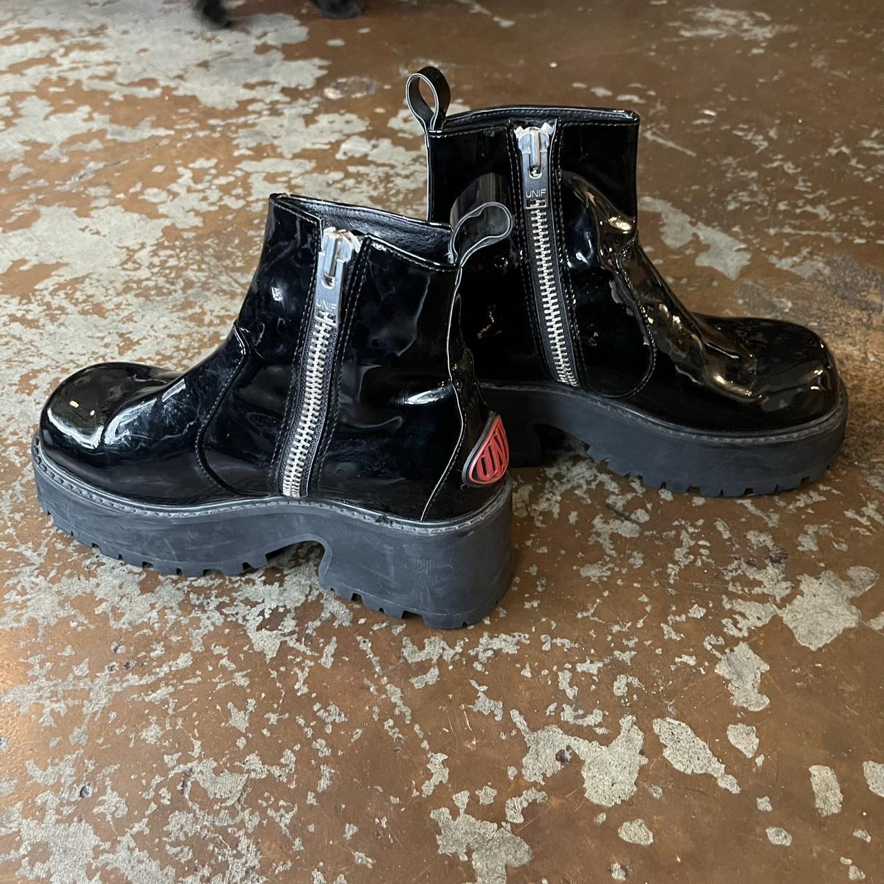 Unif dada boots. Shiny black pvc/vinyl. Platform... - Depop