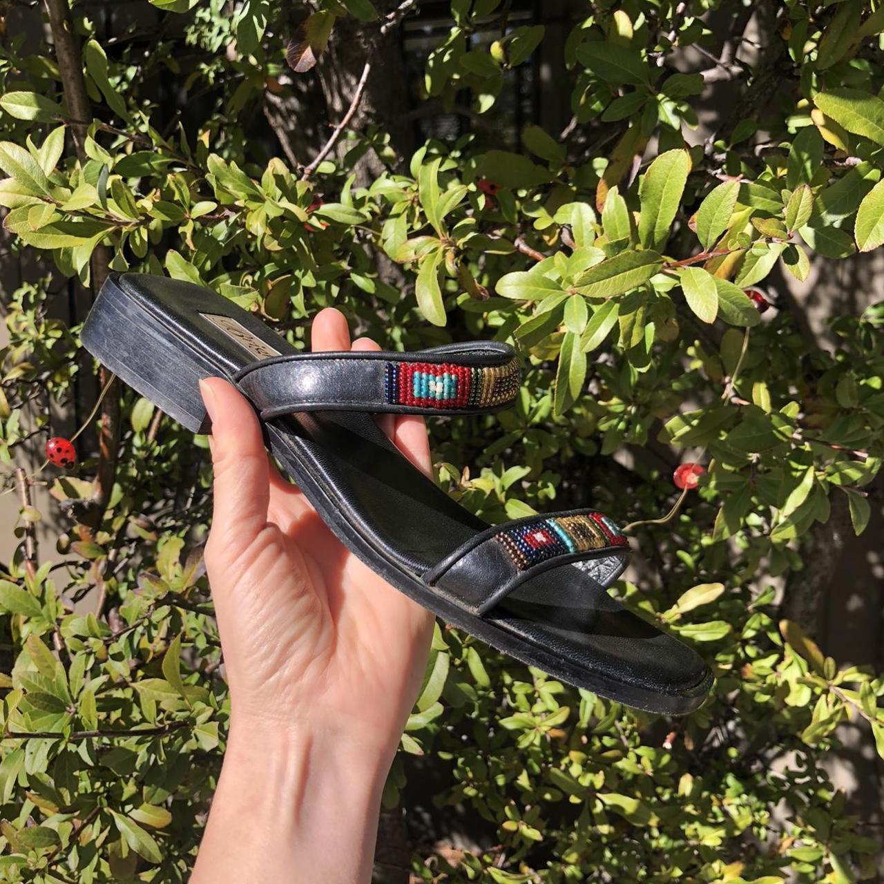 Brighton Women's Black and Red Sandals | Depop