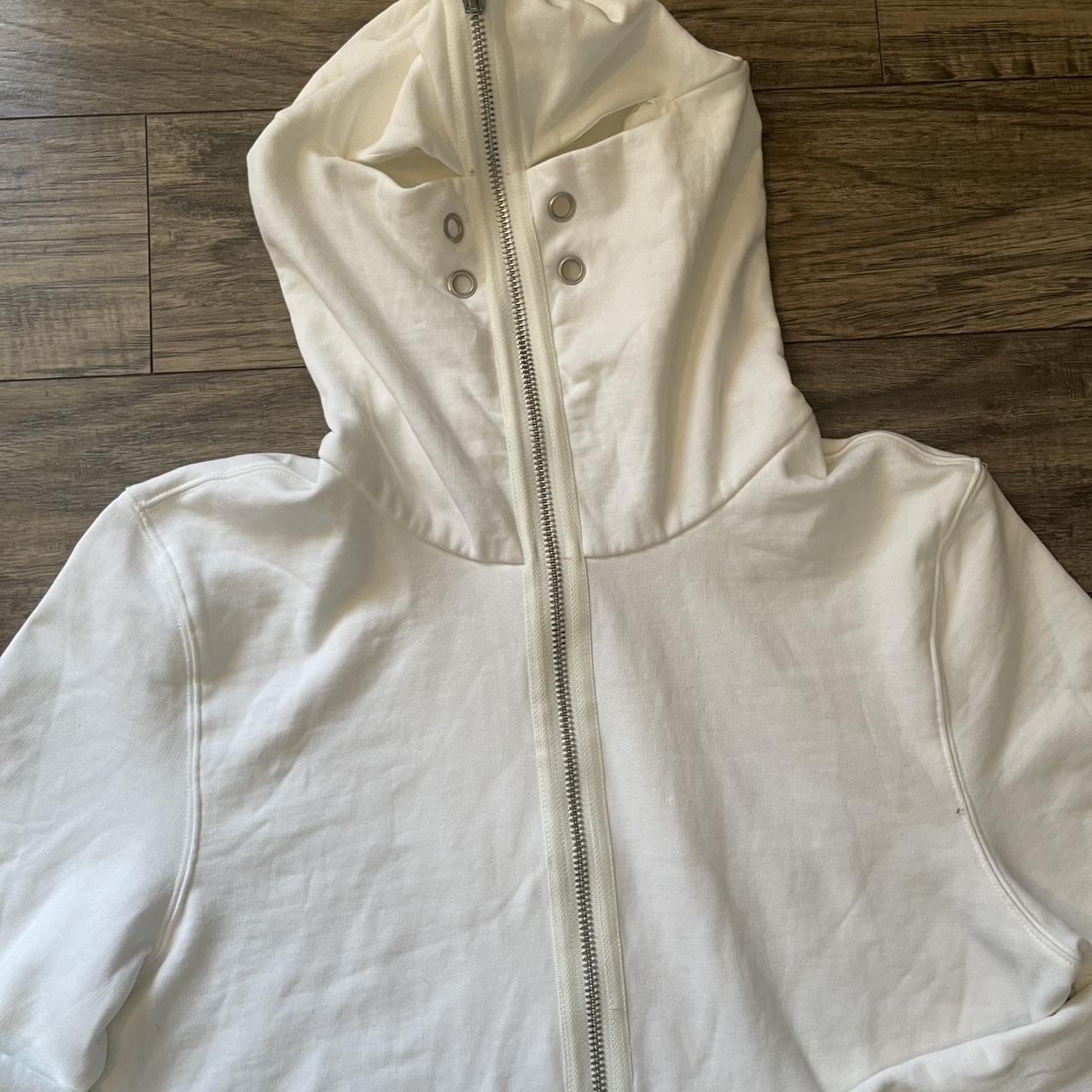 White Rick Owen gimp hoodie zip up - Depop