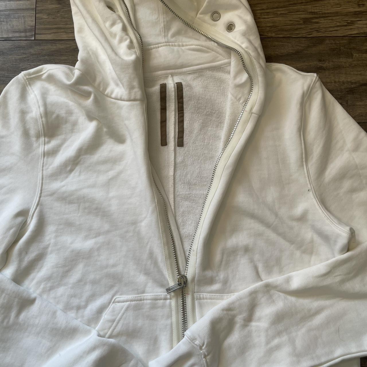 White Rick Owen gimp hoodie zip up - Depop