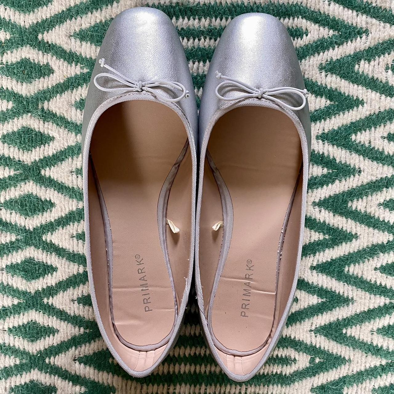 Cute silver ballet flats great for dressing up or... - Depop