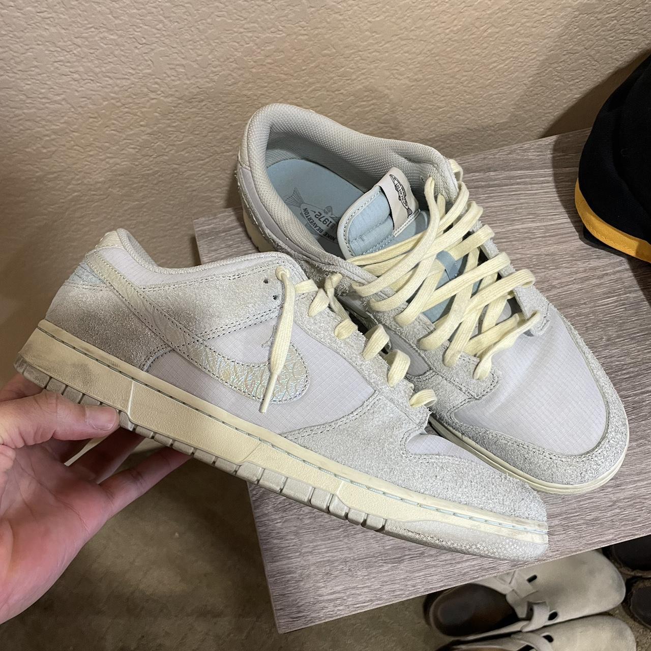 Nike Dunk Low Panda trainers in white and cream... - Depop