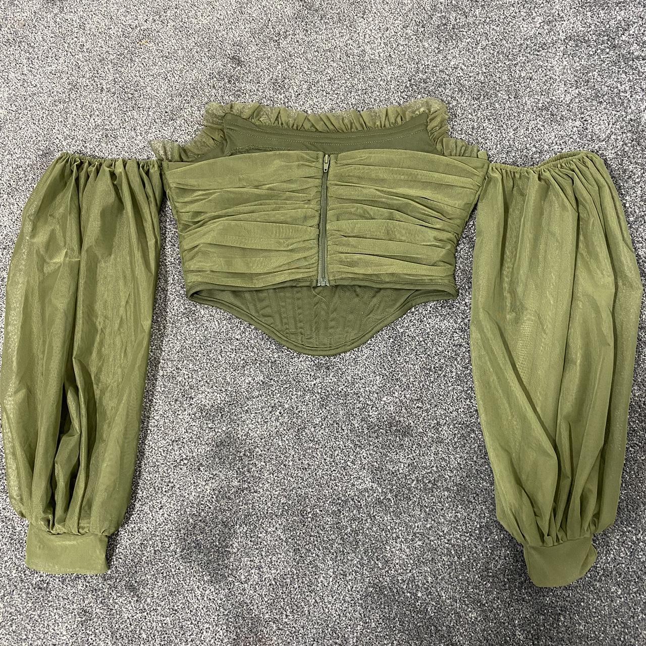 Missguided green corset top Ruched corset top,... - Depop