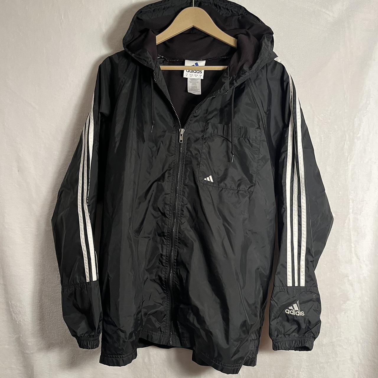 the coolest vintage black & white Adidas windbreaker... - Depop