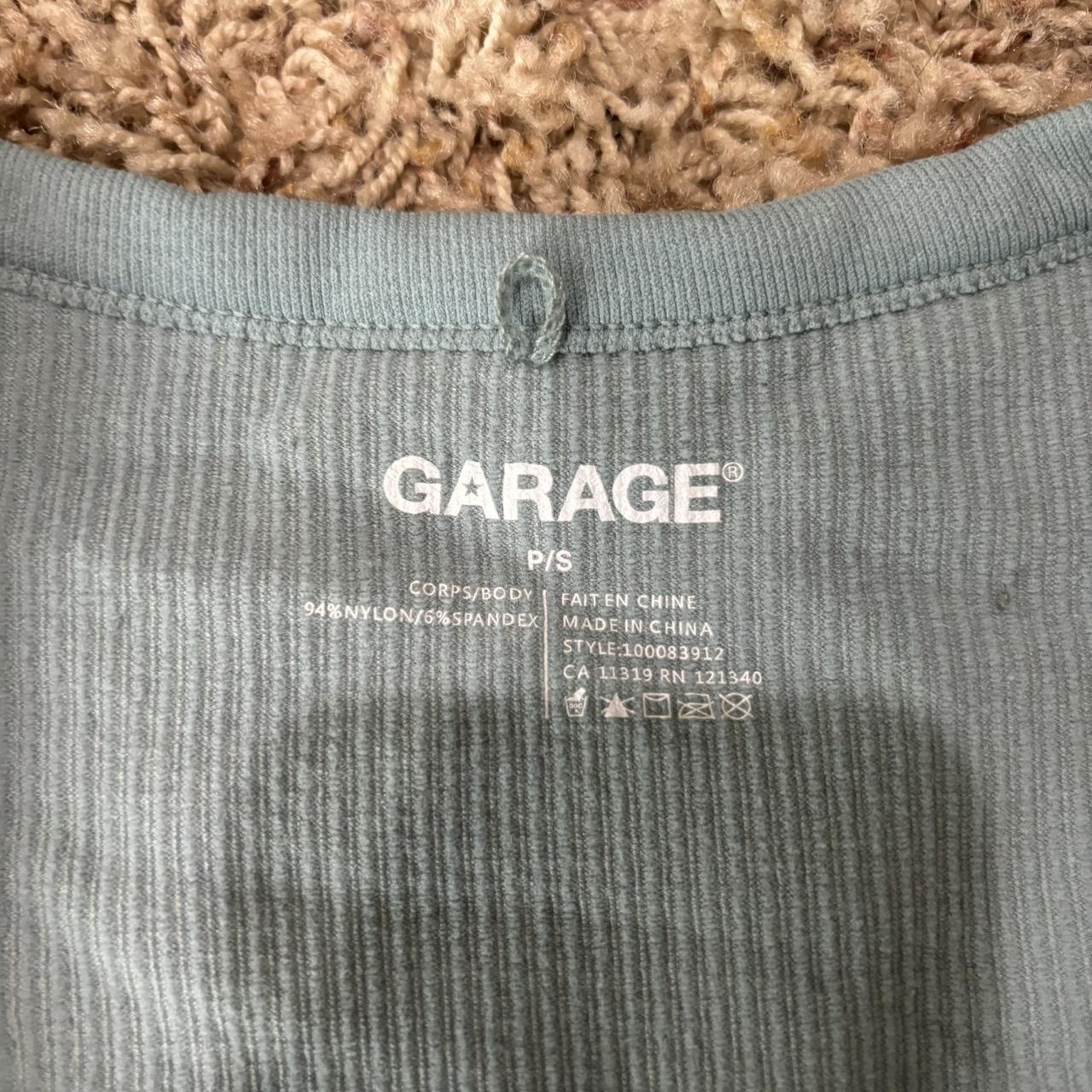 Garage - Long sleeve v neck blue cropped shirt - Depop