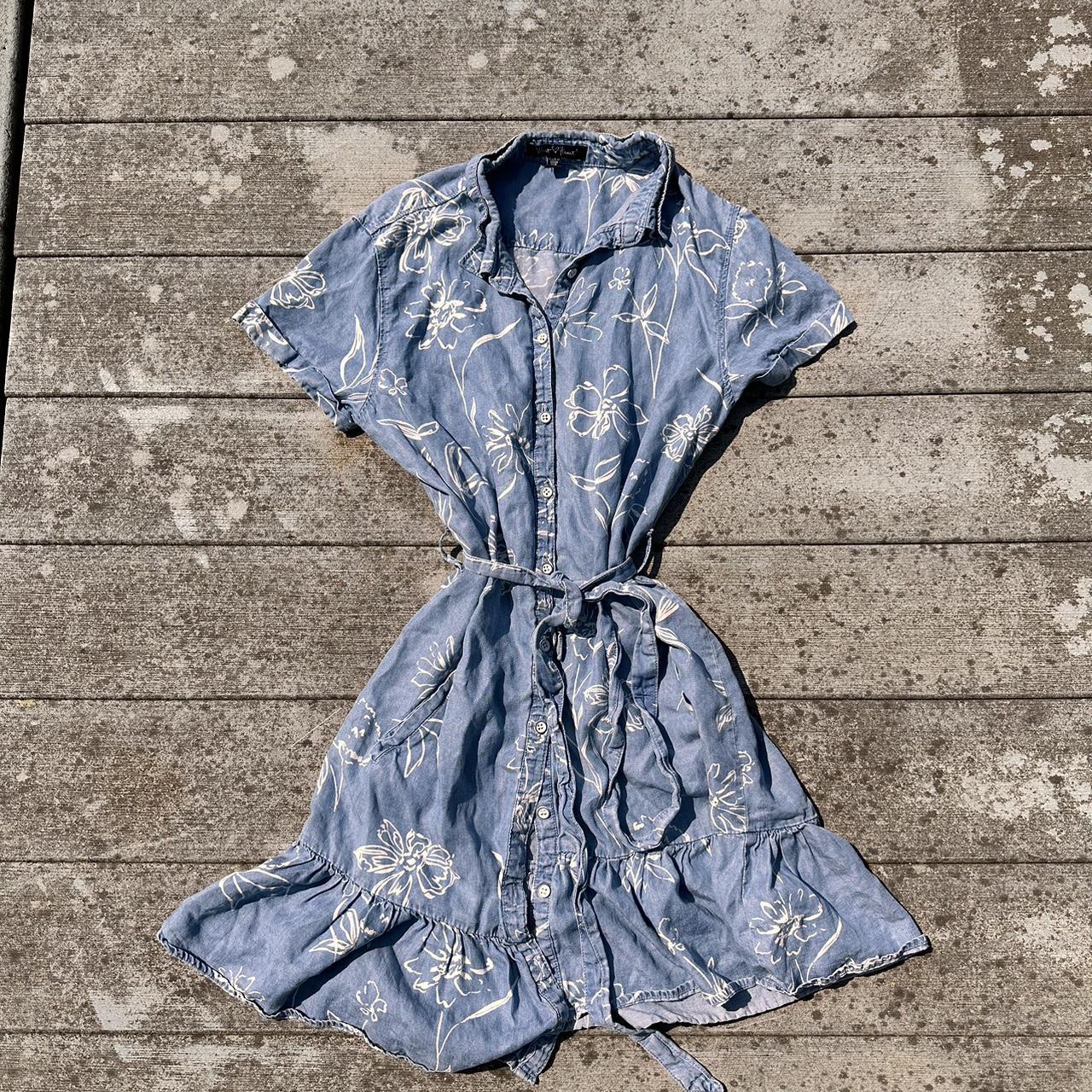 The Unbranded Brand Women's Blue and White Dress | Depop