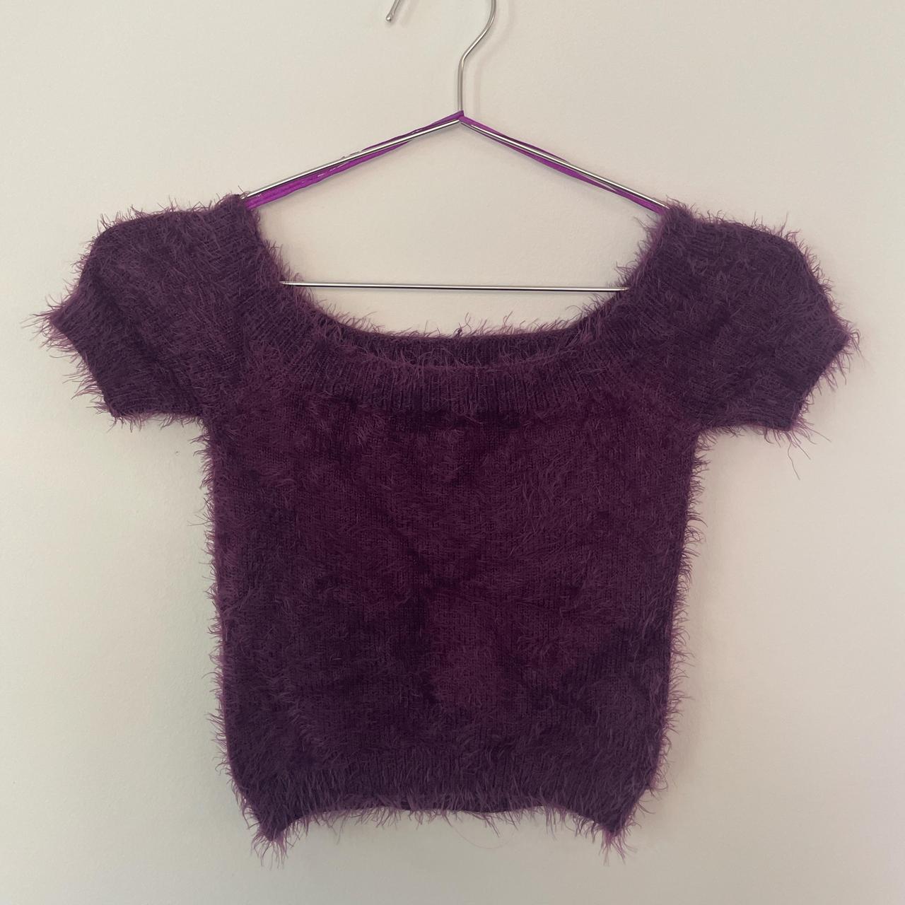 Seek the label purple fuzzy top size S, fits xs,s - Depop
