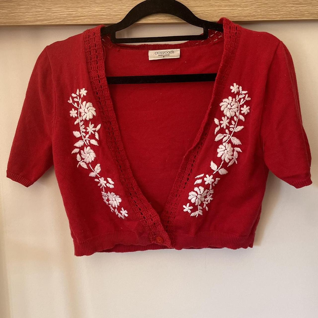 Crossroads red cropped cardigan So comfy and soft.... - Depop