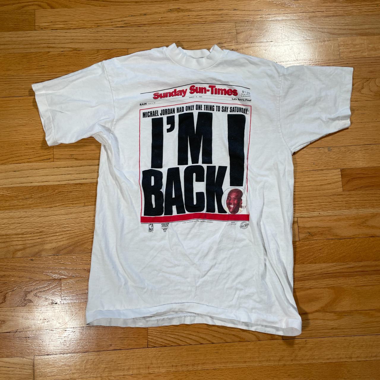 Vintage I'm Back! Bulls Jordan Shirt Measurements... - Depop