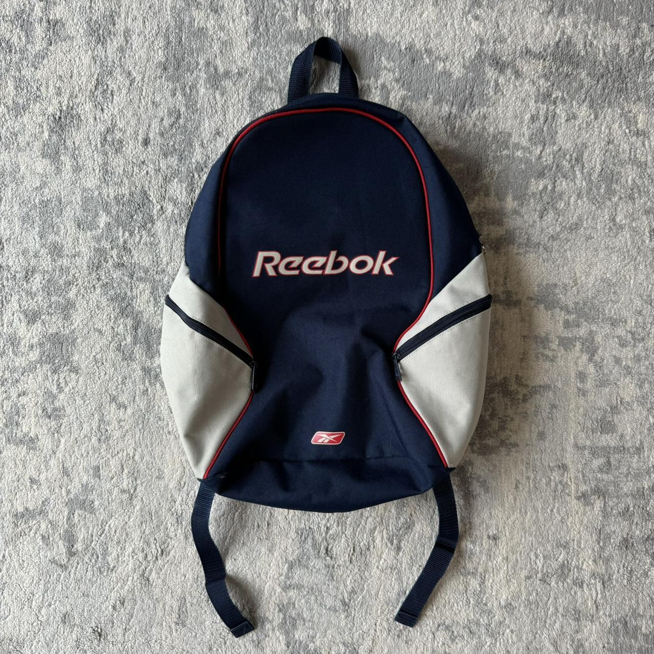Vintage Reebok backpack Navy/Grey/Red Dimensions:... - Depop
