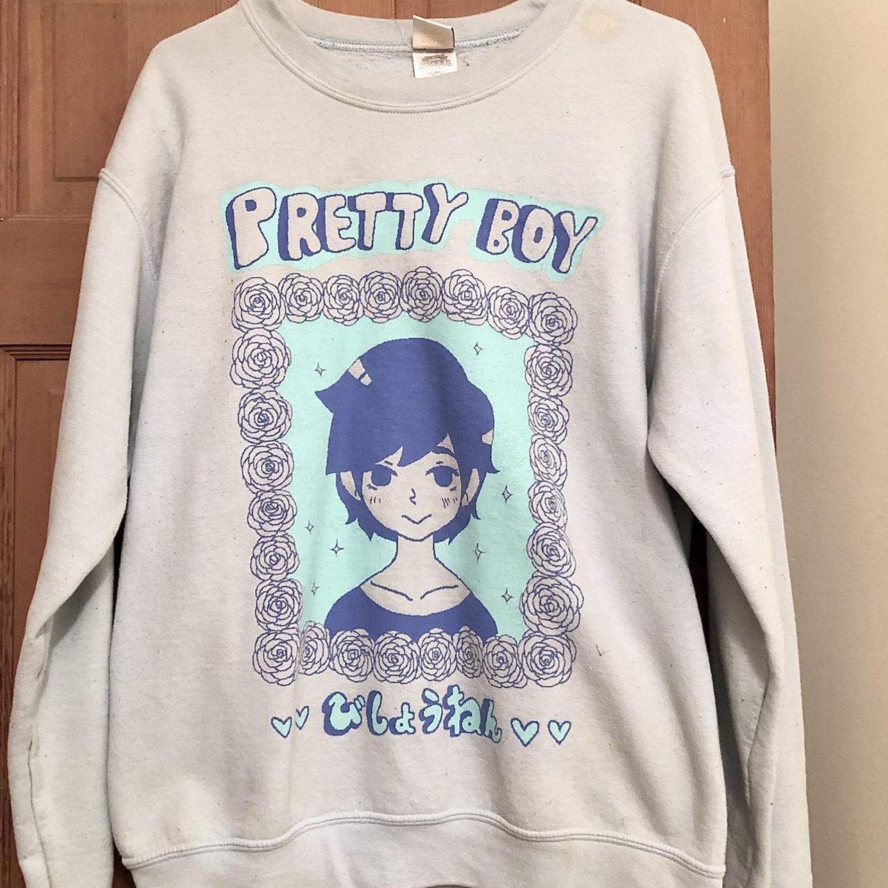 OMOCAT Pretty Boy Anime Baby Blue Sweater Size:... - Depop