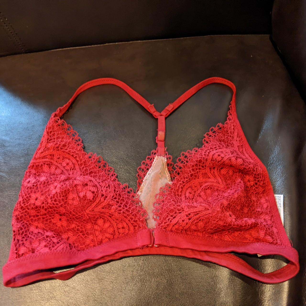 Victoria's secret red lace bralette size S, front... - Depop