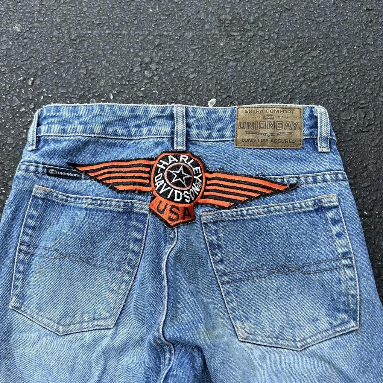 Vintage Y2k 90s Union Bay jeans with Harley Davidson... | Depop