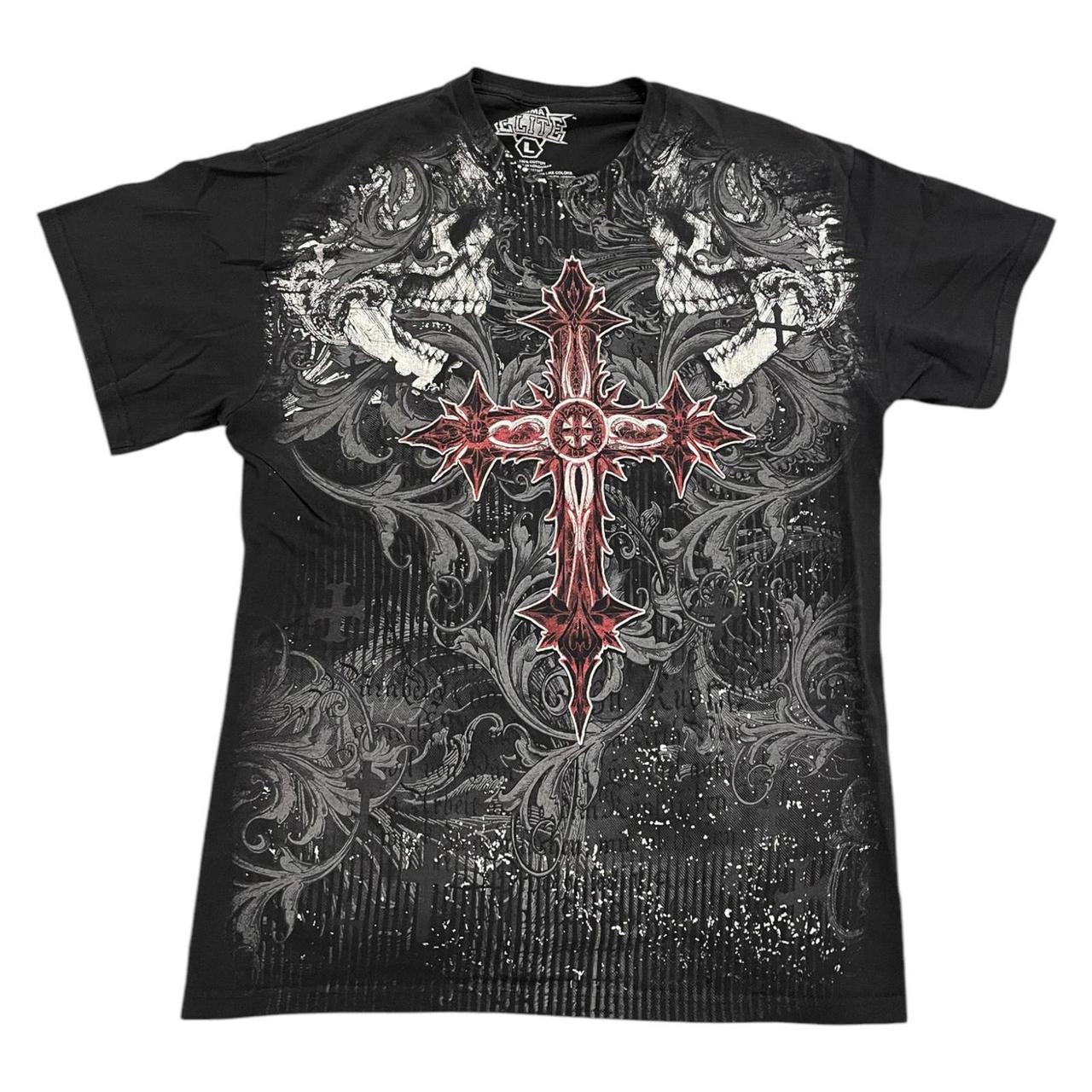 MMA Elite Cross Skull Graphic T-Shirt MMA Elite... - Depop