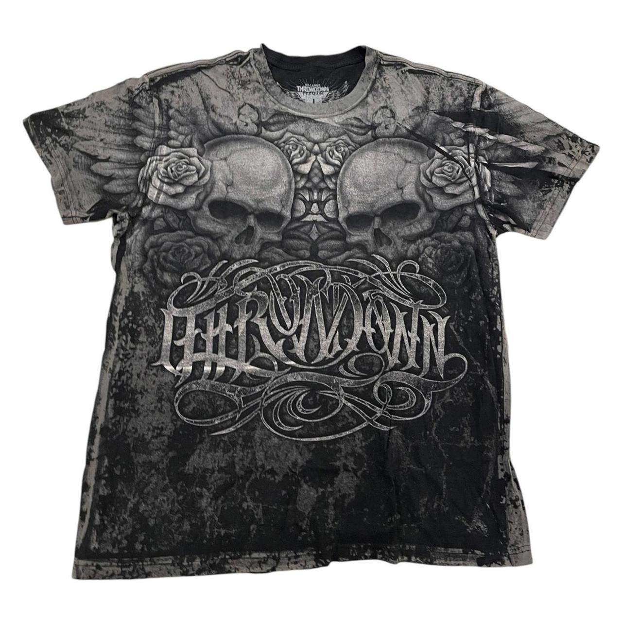 Throwdown Caligraphy Tattoo Skull Graphic... - Depop