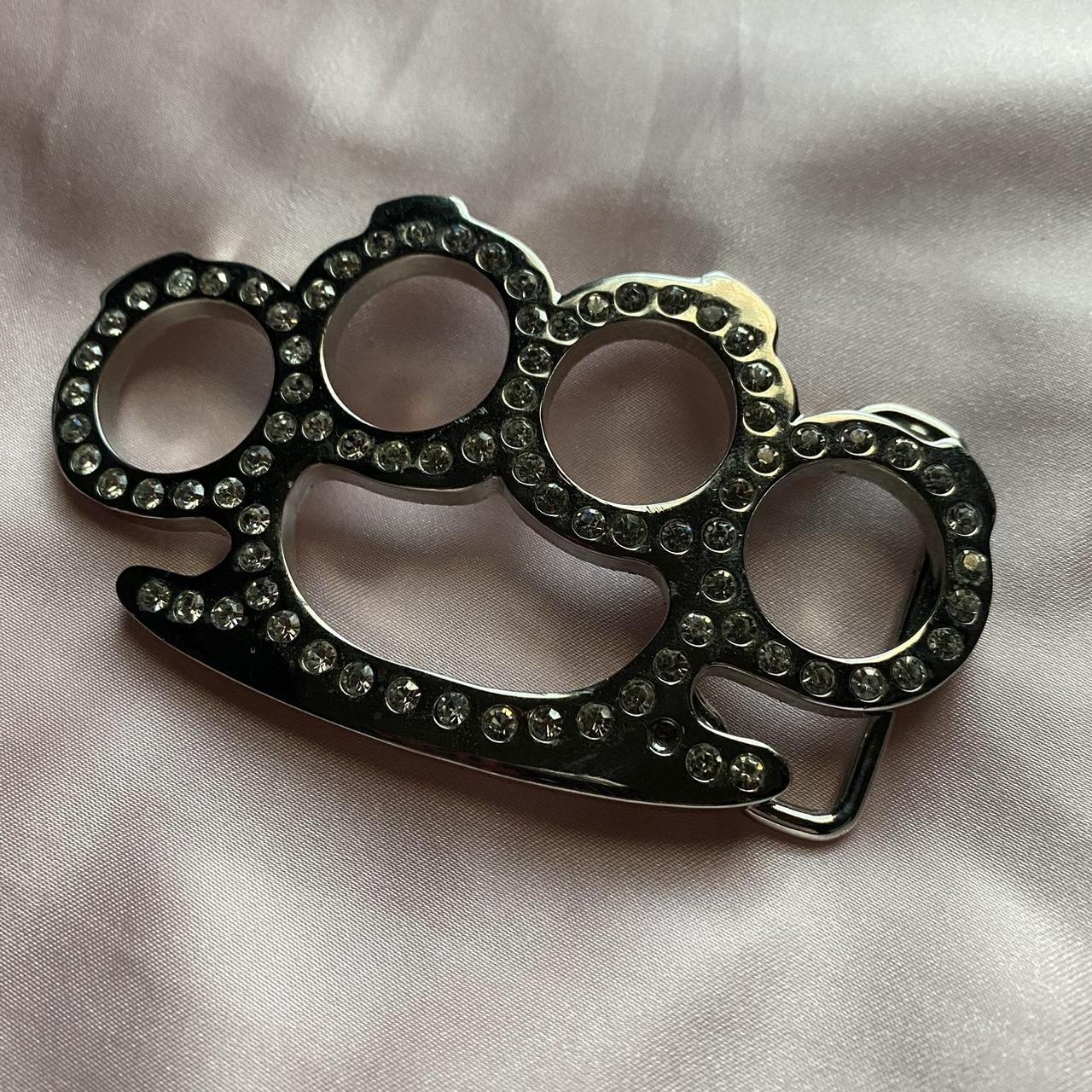 Rare brass knuckle rhinestone belt buckle ♱ DM... - Depop