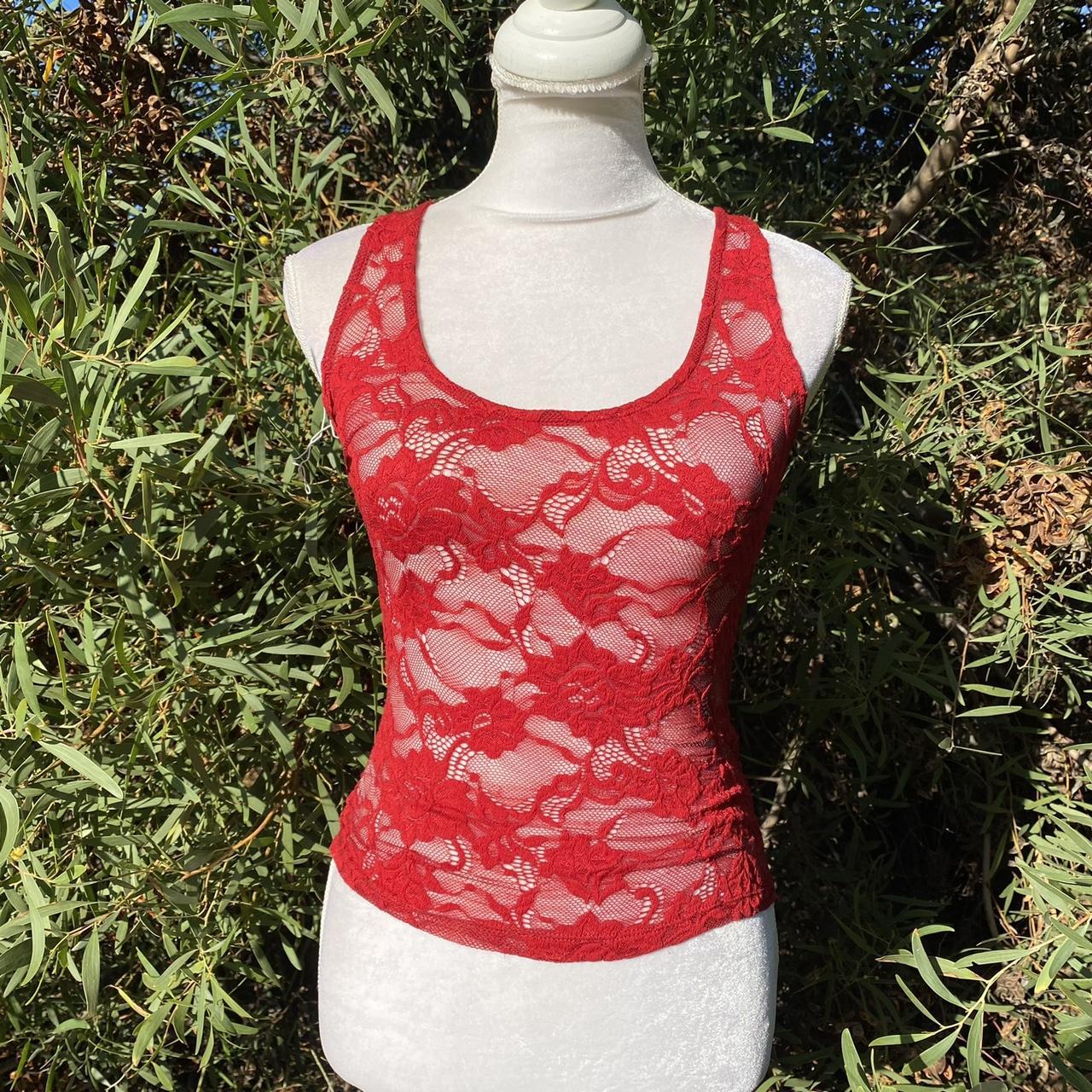 -:-red lace bebe tank-:- -perfect for layering,... - Depop