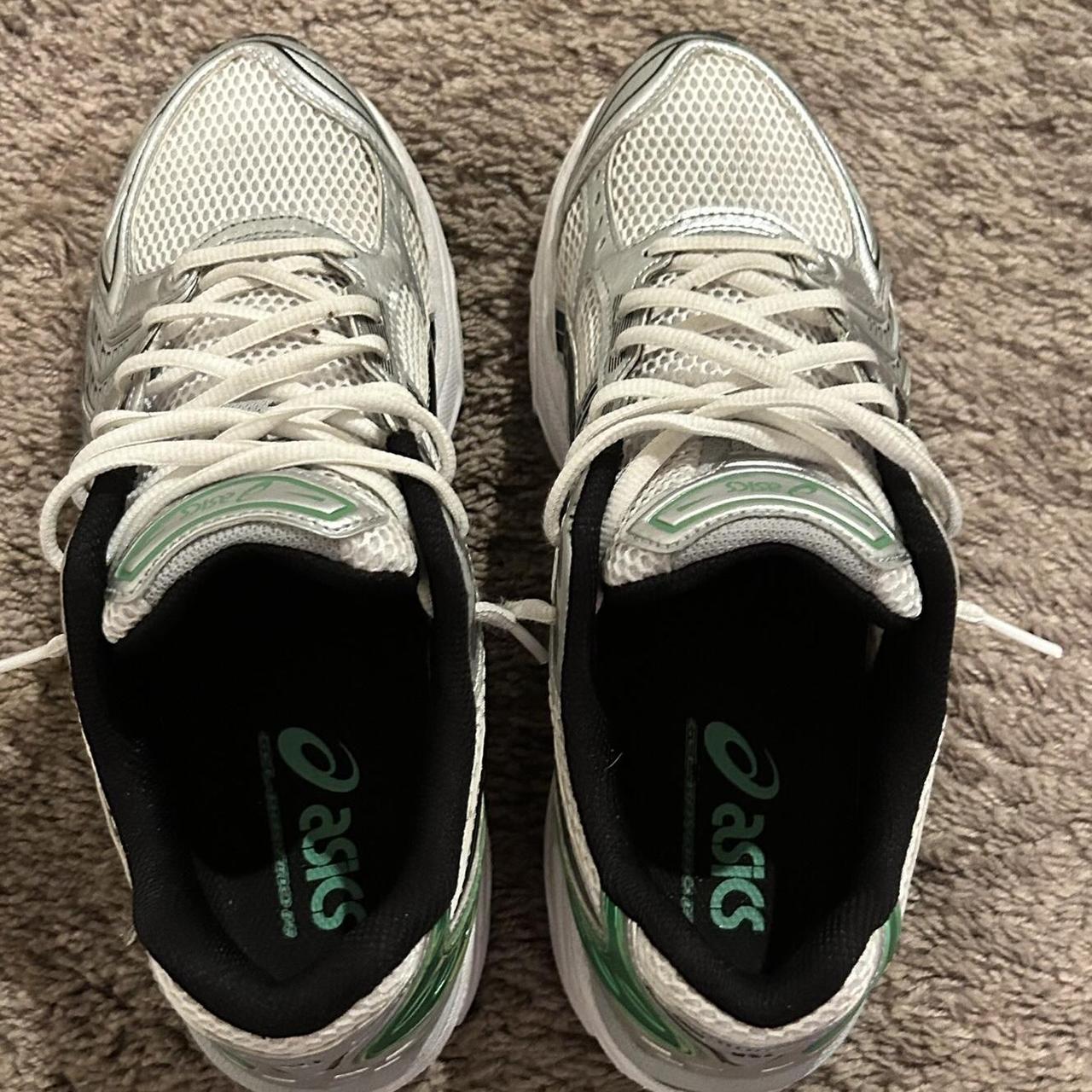 ASICS Gel Kayano 16 trainers in white and green... - Depop