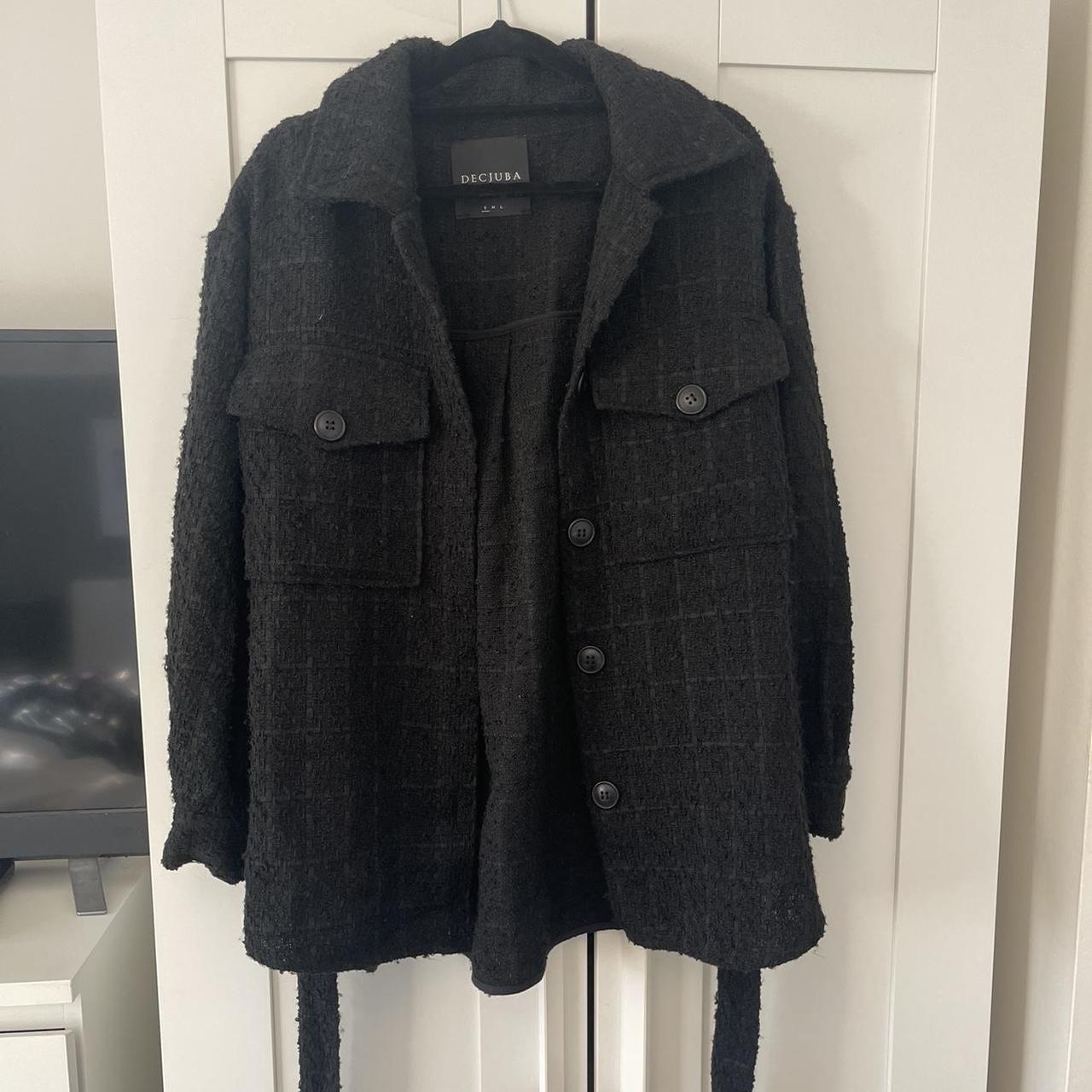 Decjuba Black Shacket With Tie Size S - Depop