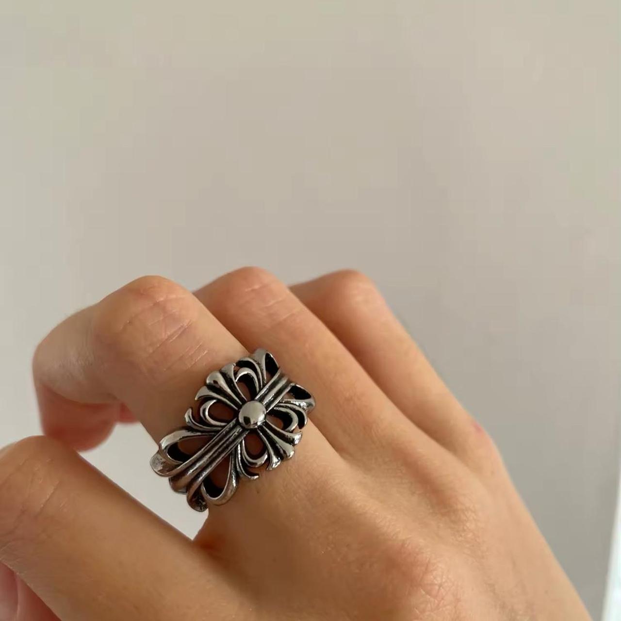 Chrome resizable ring Material: zinc alloy... - Depop