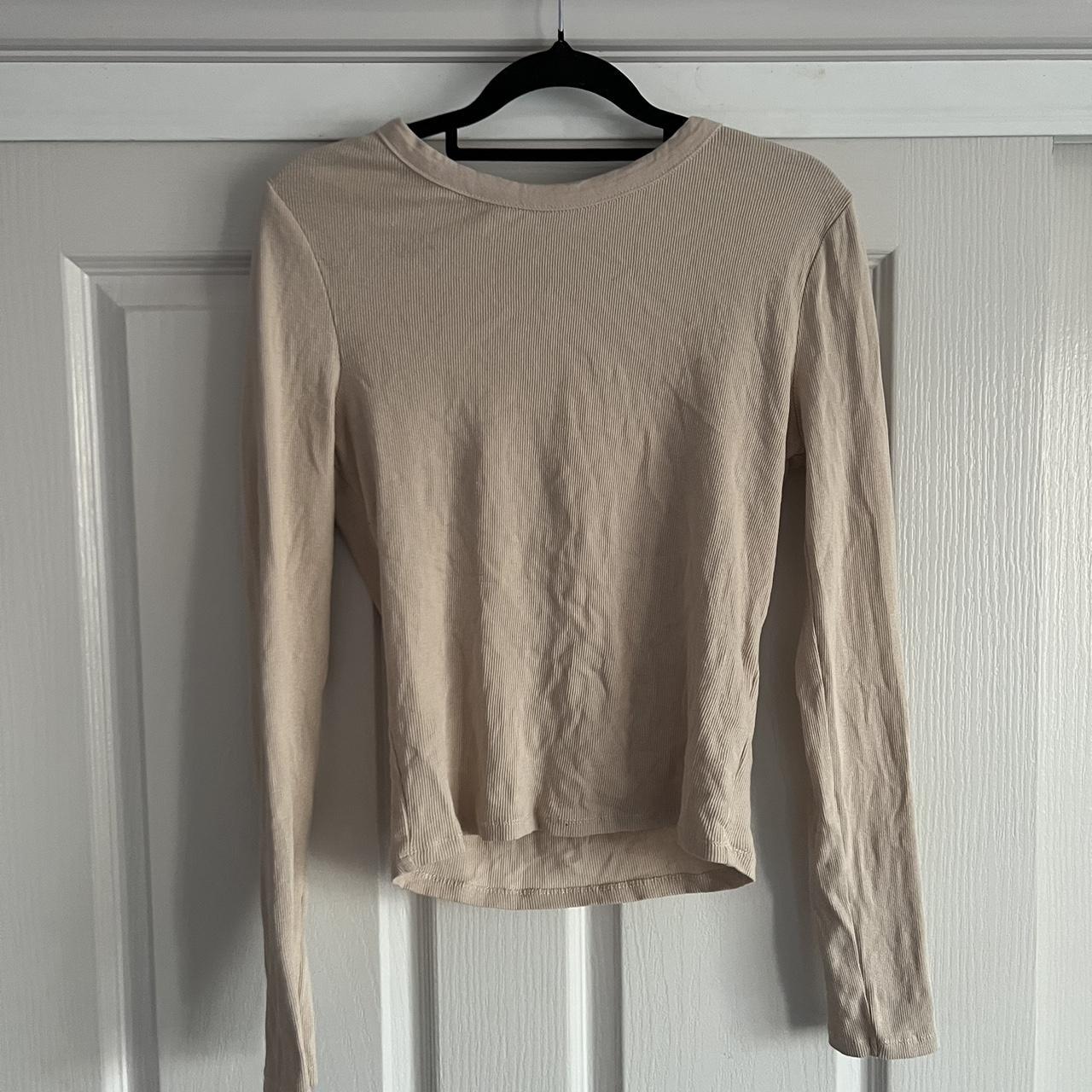Cotton on tan/beige, ribbed, crewneck, long sleeve,... - Depop