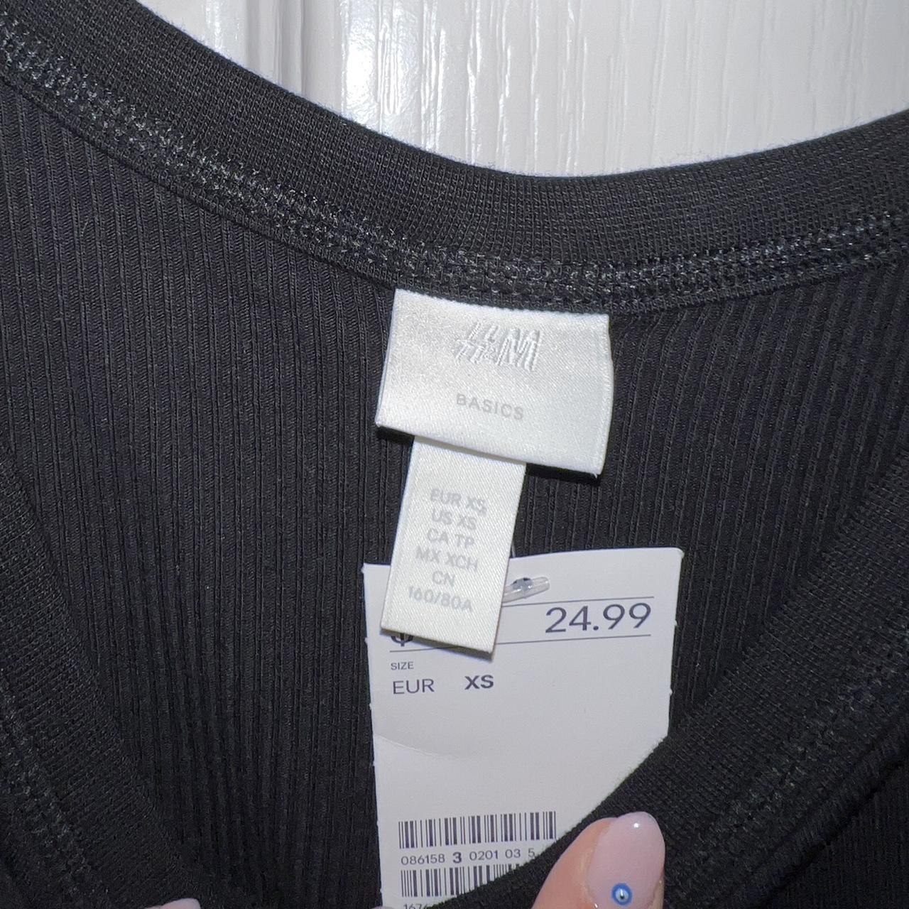 H&M basics, black, ribbed, midi dress - brand new... - Depop