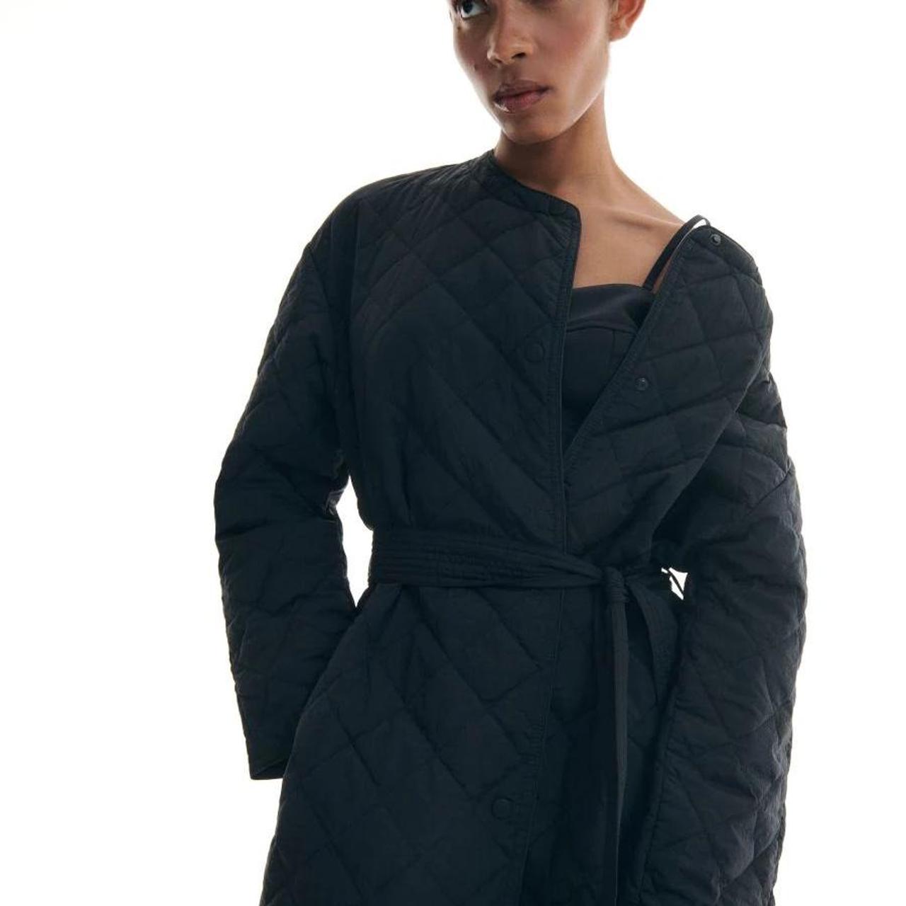 Reserved black quilted coat -Size medium -Brand new... - Depop