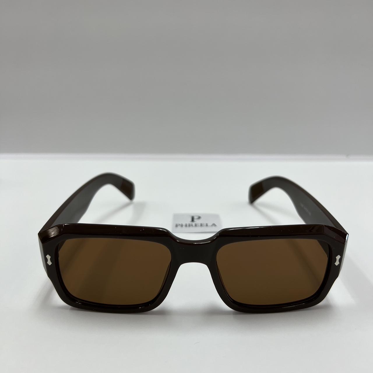 Retro Brown square sunglasses / trendy brown... - Depop