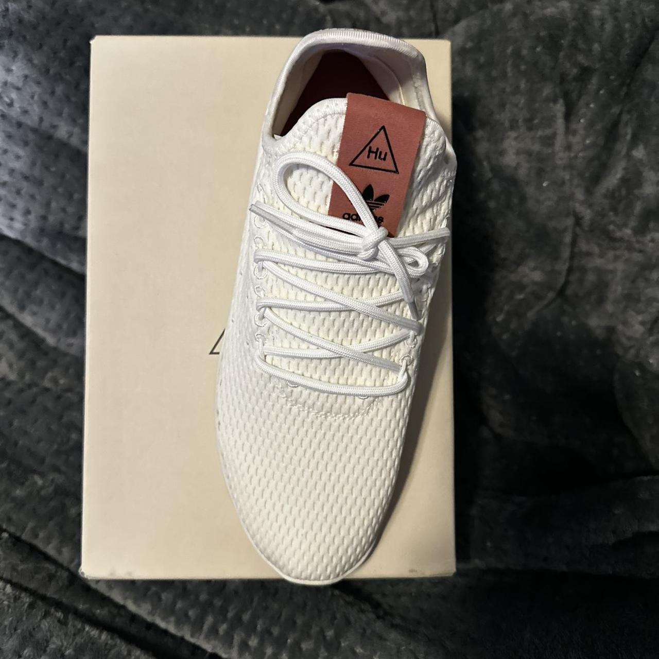 White Adidas Pharrell Hu trainers | Depop