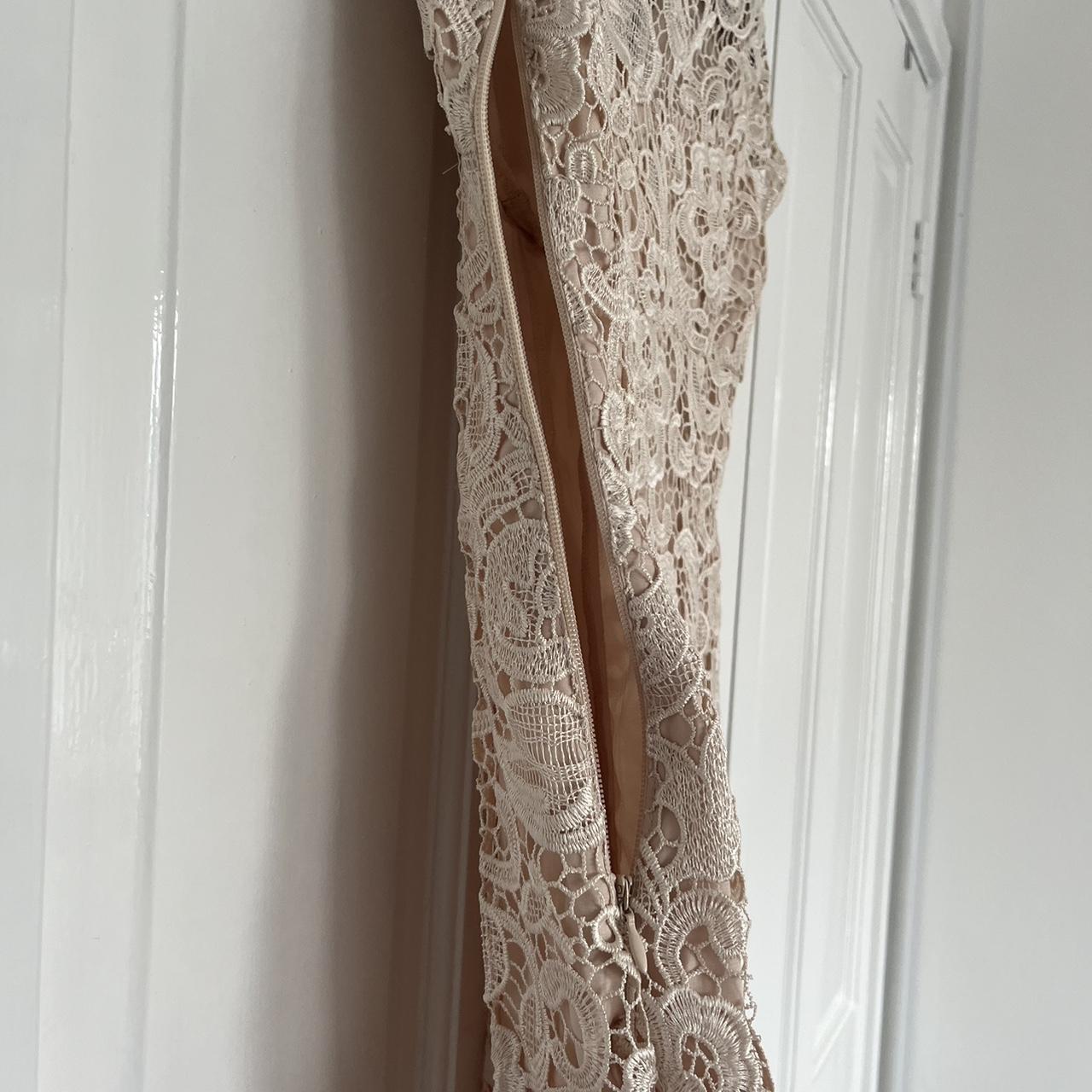Cream Lipsy lace dress #weddingguest #occasionwear - Depop