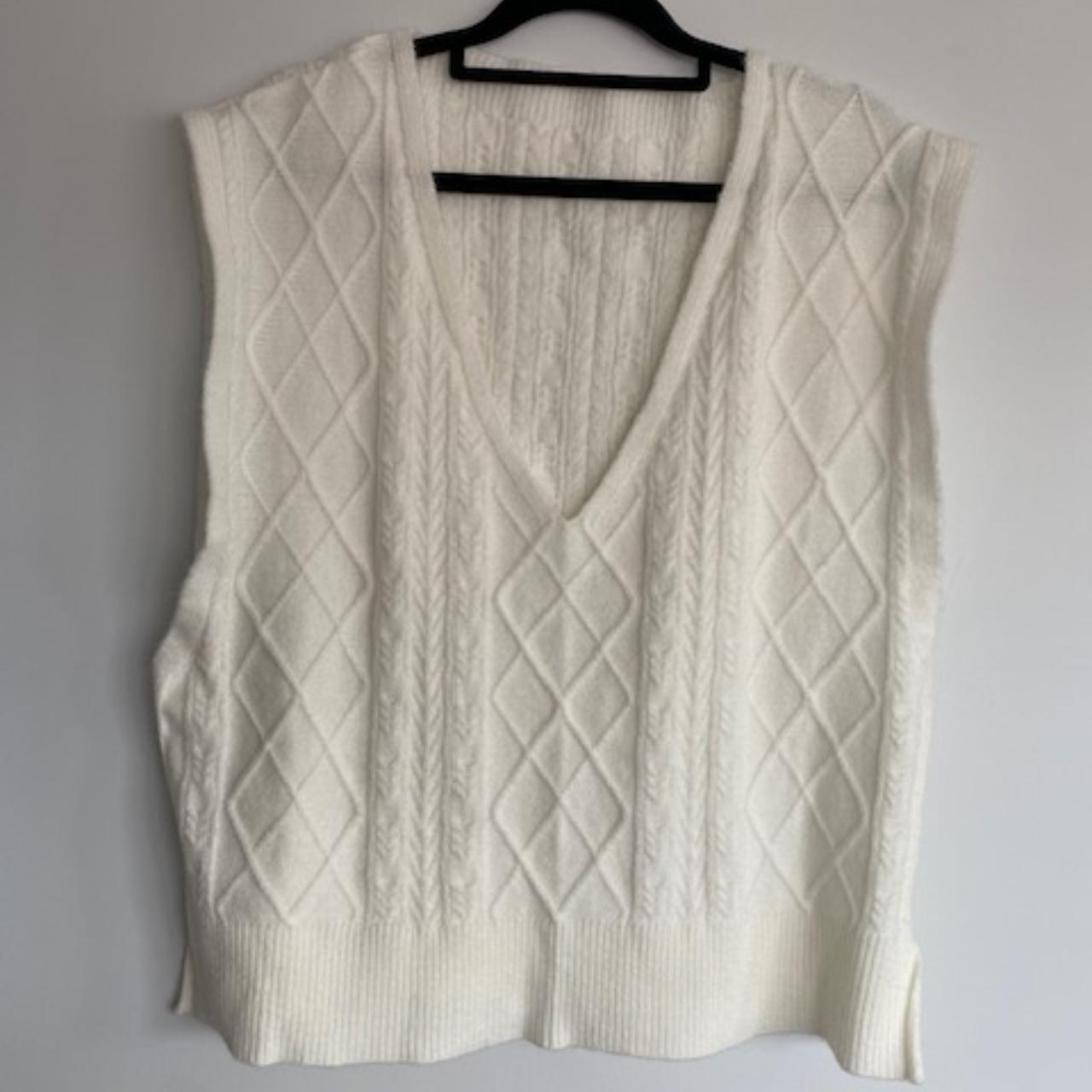 White Knit Vest Oversized ~ No tags + Great... - Depop