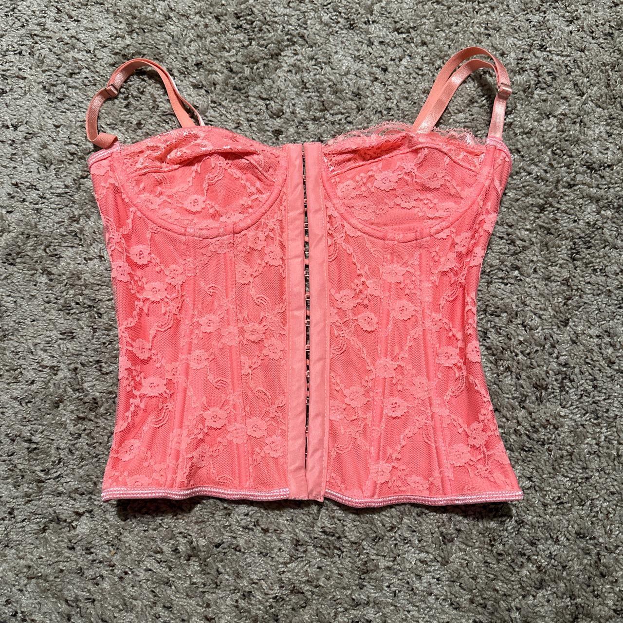 Super Cute Pink Lace Corset Top Never Worn Pink Depop