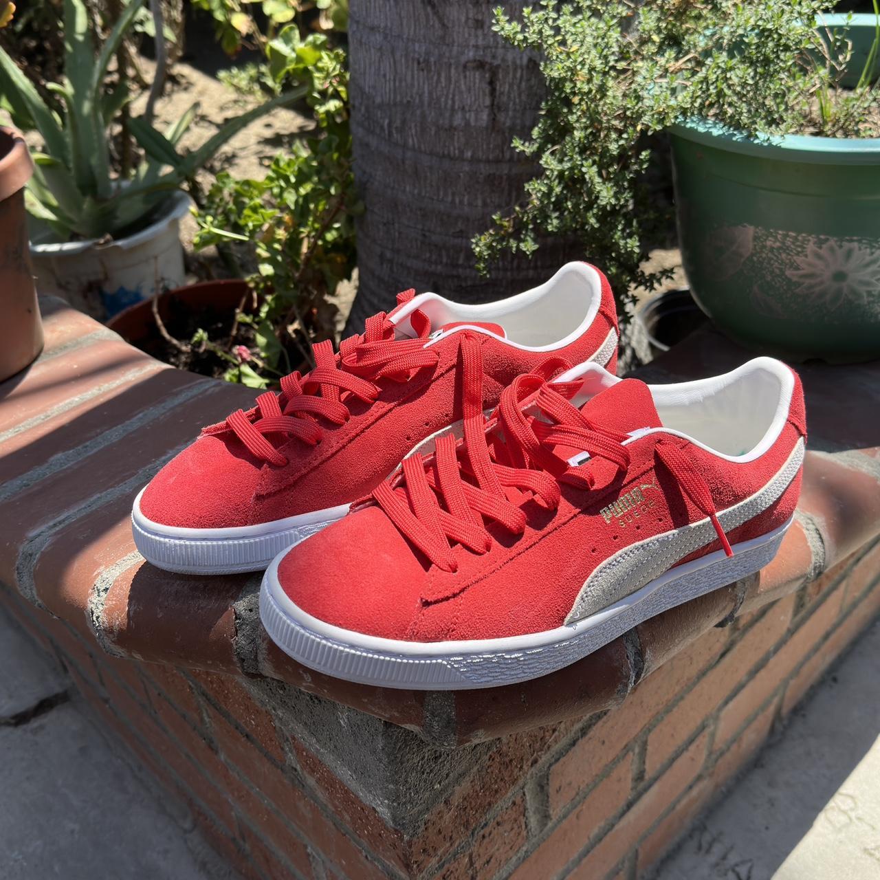 Puma Suede Red Size: 9 No box Worn a few times,... - Depop