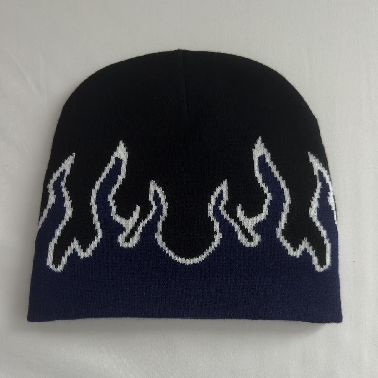 Y2K Style Blue Flame Beanie #y2k #grunge #beanie... - Depop