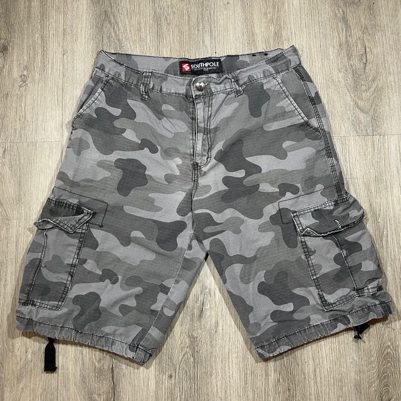 South Pole Y2K greyscale camo cargo skate shorts... | Depop