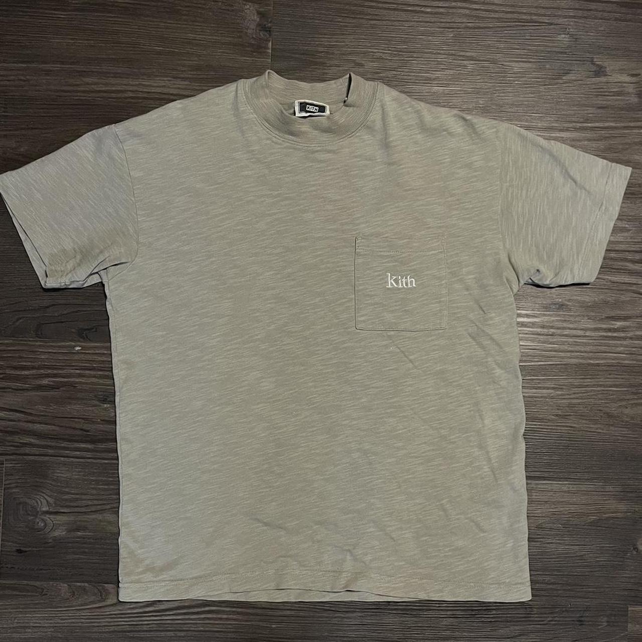 KITH Embroidered Logo Pocket Tshirt Heather Olive... - Depop