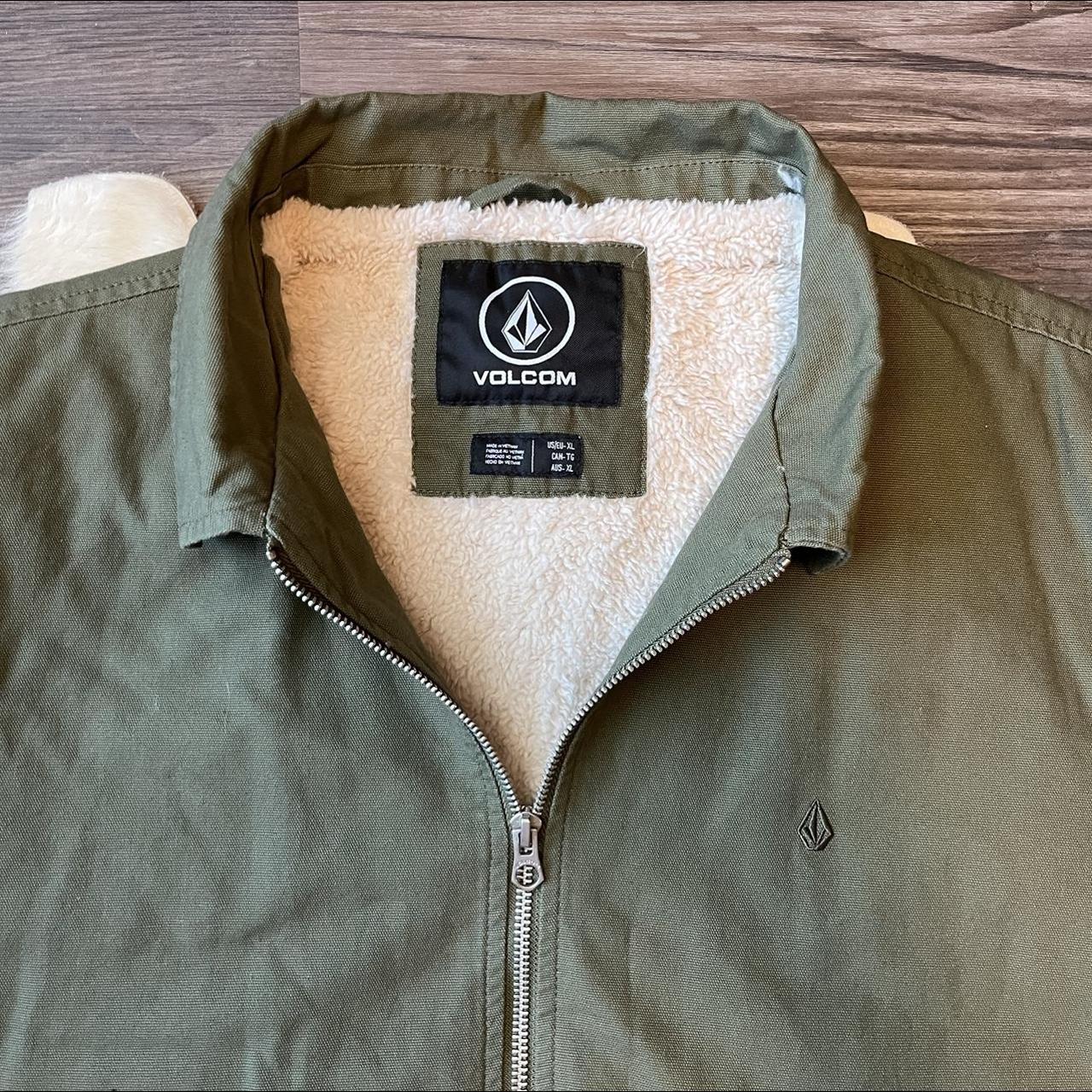 New Army Green Detroit style Volcom Jacket Sherpa... - Depop