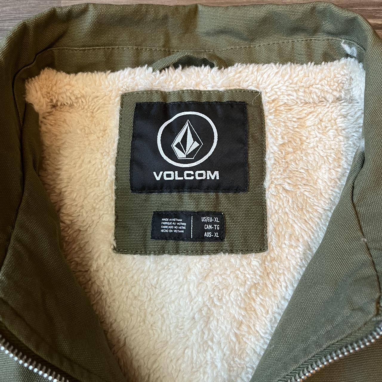 New Army Green Detroit style Volcom Jacket Sherpa... - Depop