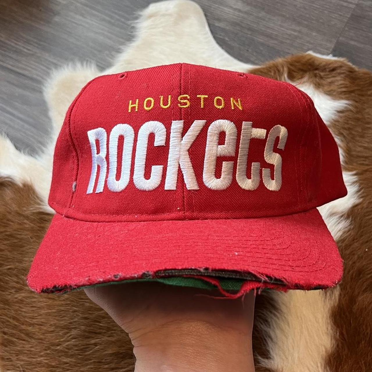 Vintage Red Wool Houston Rockets Trucker Hat NBA... - Depop
