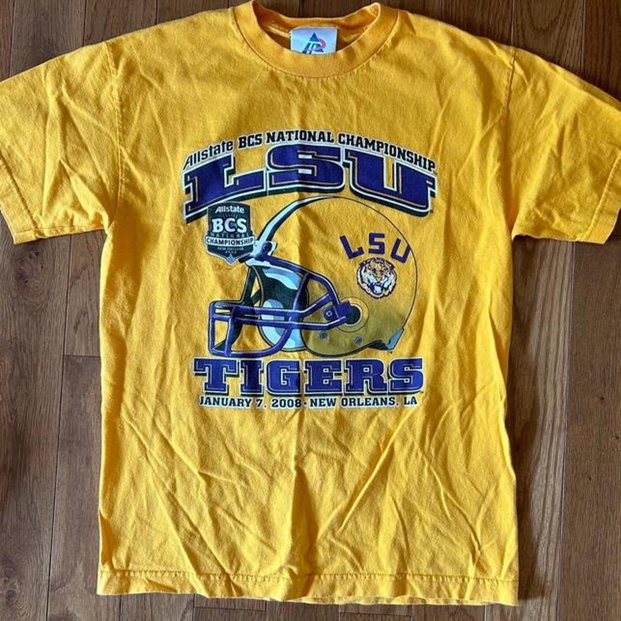 Yellow LSU Tigers 2008 National Championship tee... | Depop