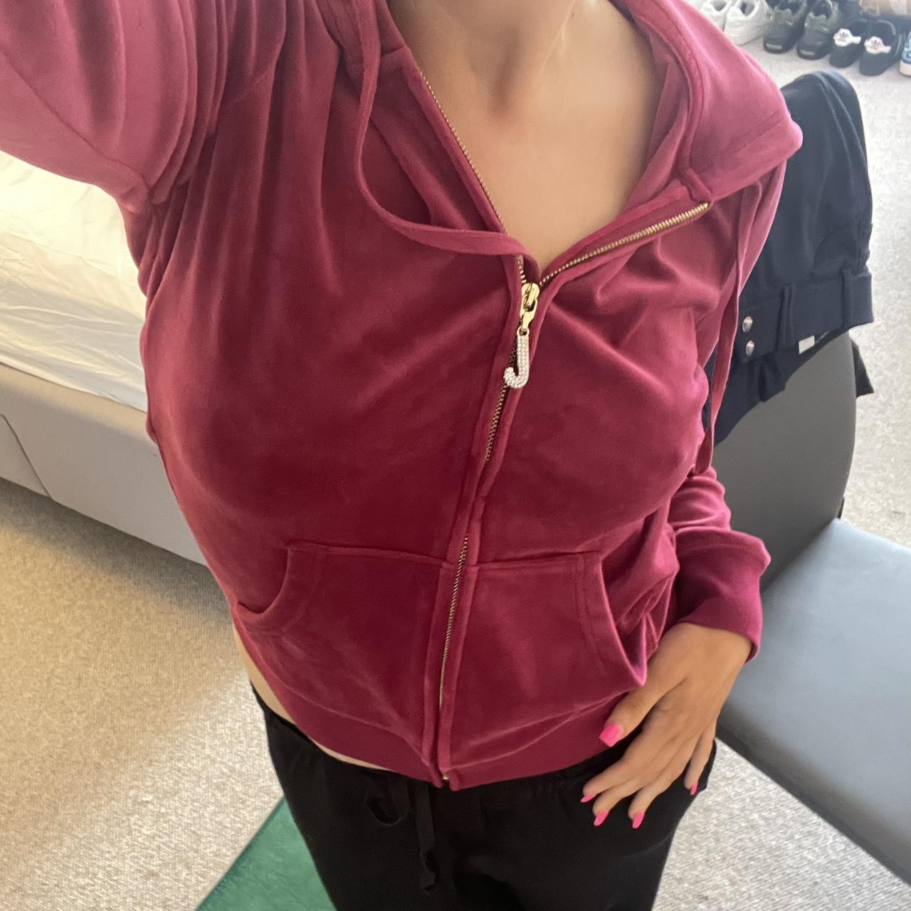 Juicy couture raspberry burgundy zip up hoodie.... - Depop