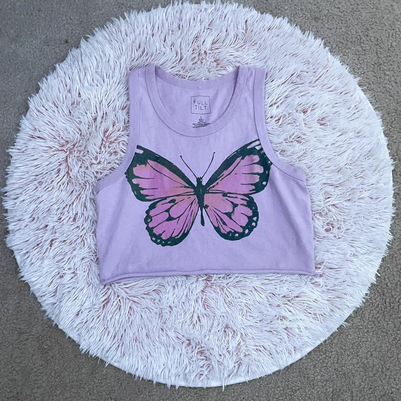 full tilt pastel pink butterfly crop top:) SIZE-... - Depop