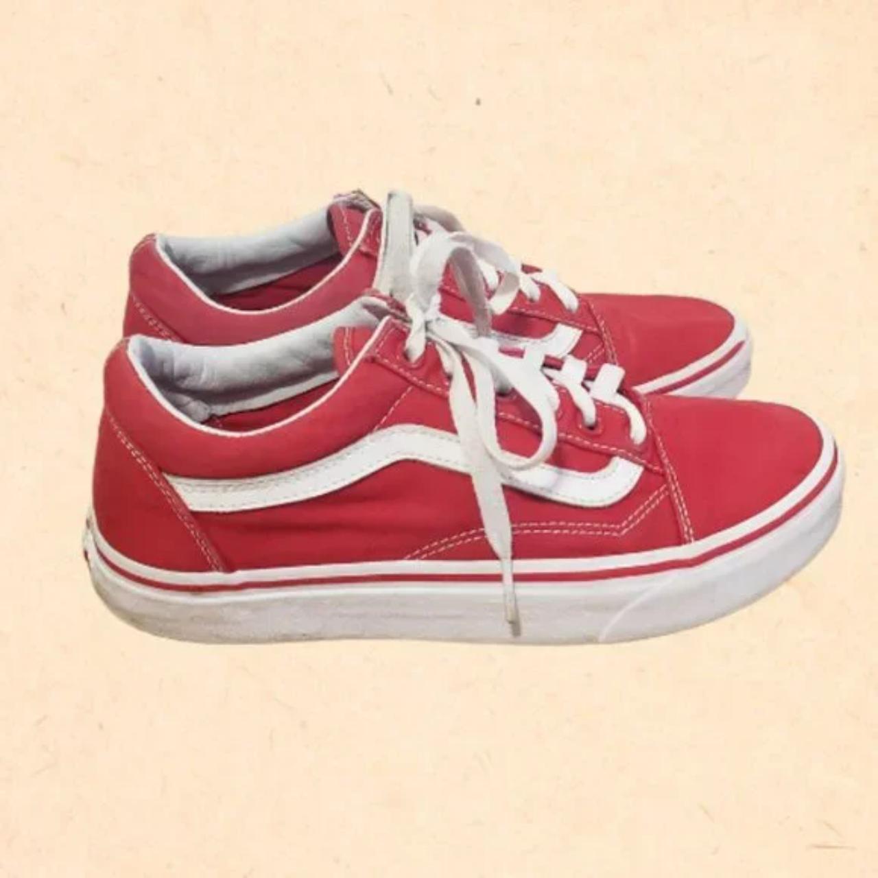 Red Canva VANS Size 5.5 US Men, 7 US Women’s -... - Depop
