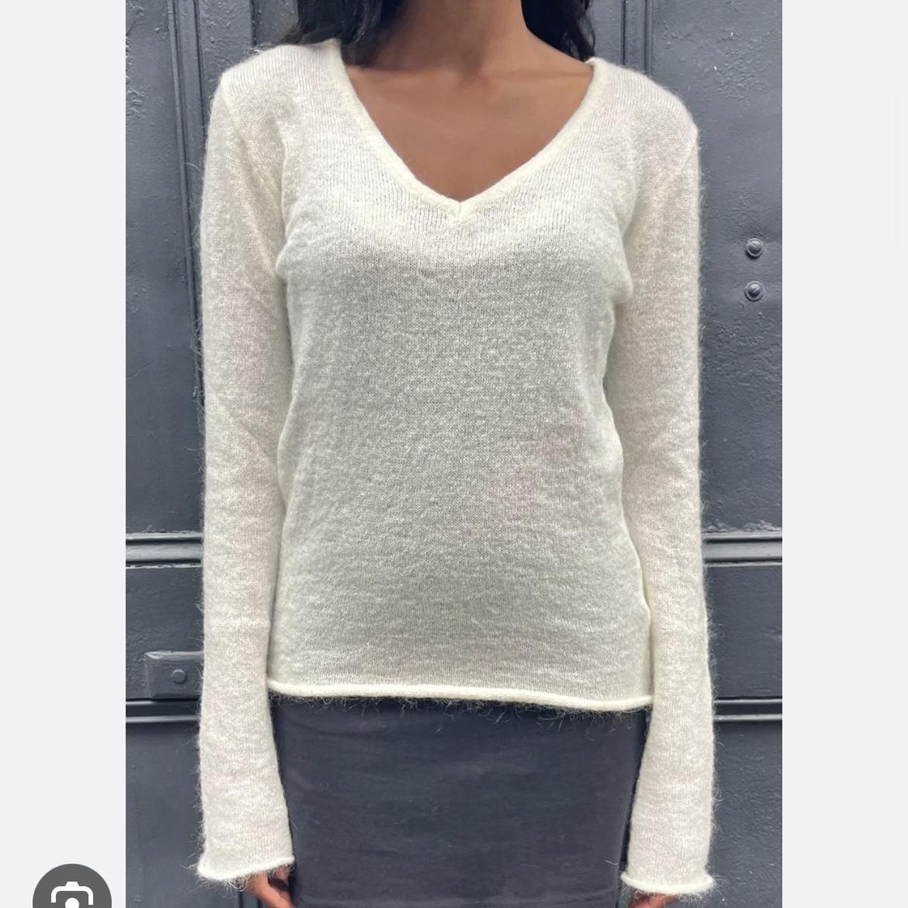 brandy melville white wool v neck sweater. perfect... - Depop