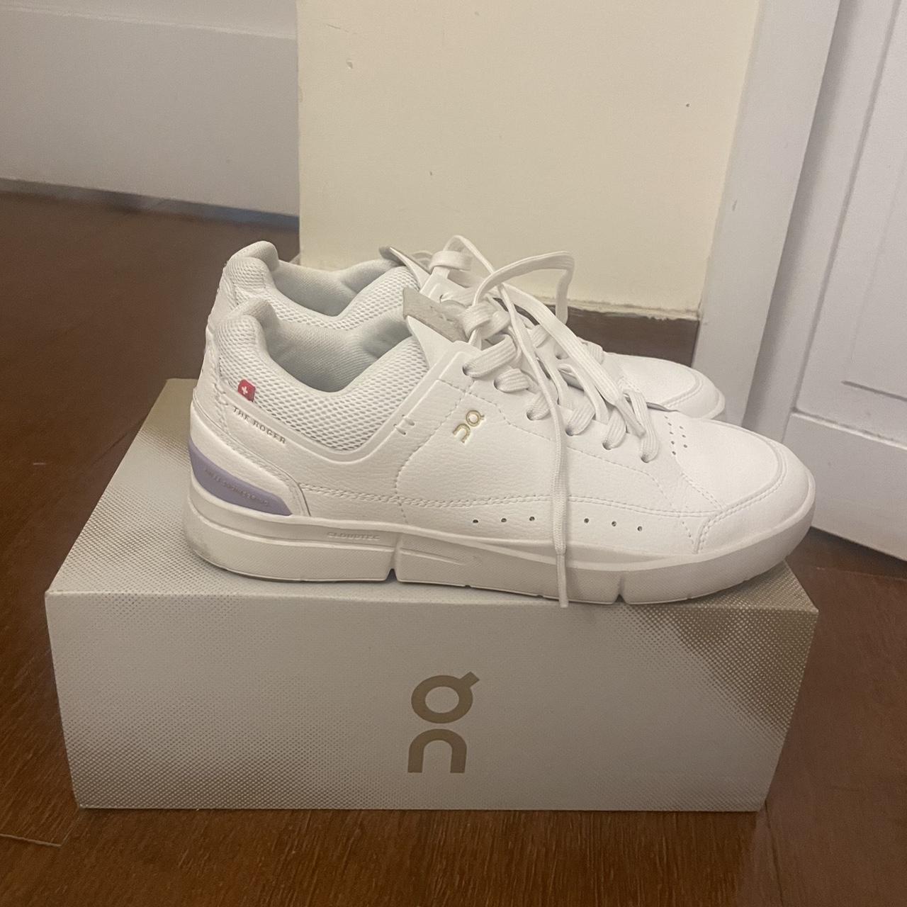 On Cloud Roger Sneakers in white/lavender. Only worn... - Depop